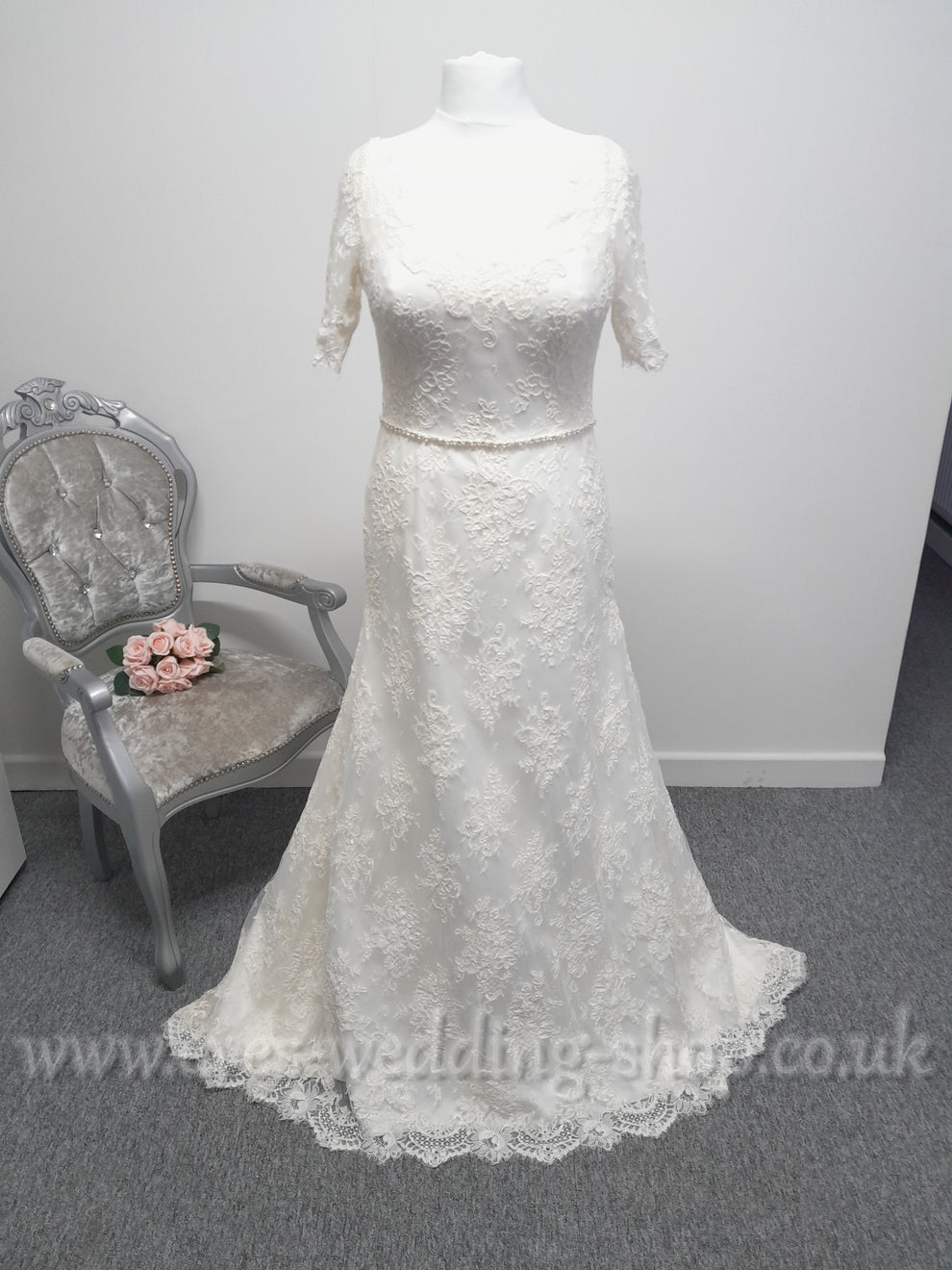 White Rose Graceful WP387 lace warm ivory wedding dress UK 18 – Eve's ...